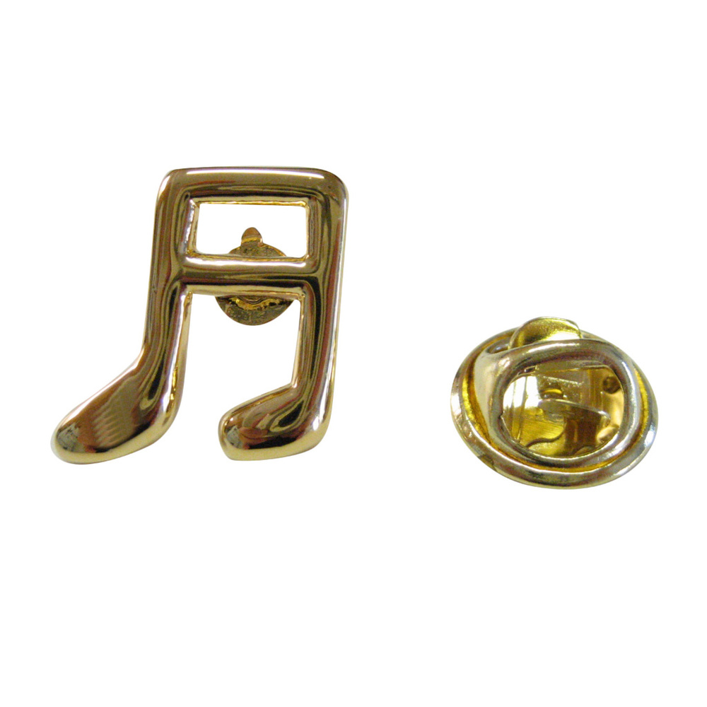 Gold Toned Musical Note Lapel Pin - Gem